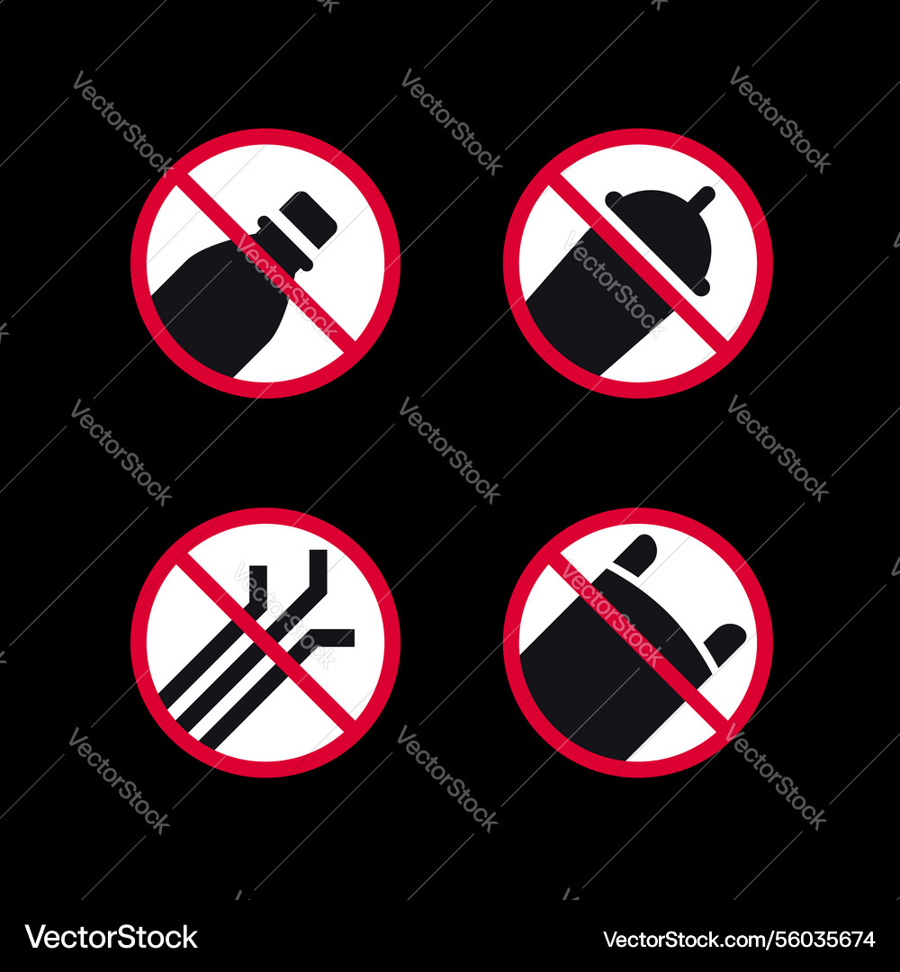 Prohibited signs forbidden round stickers set Vector Image