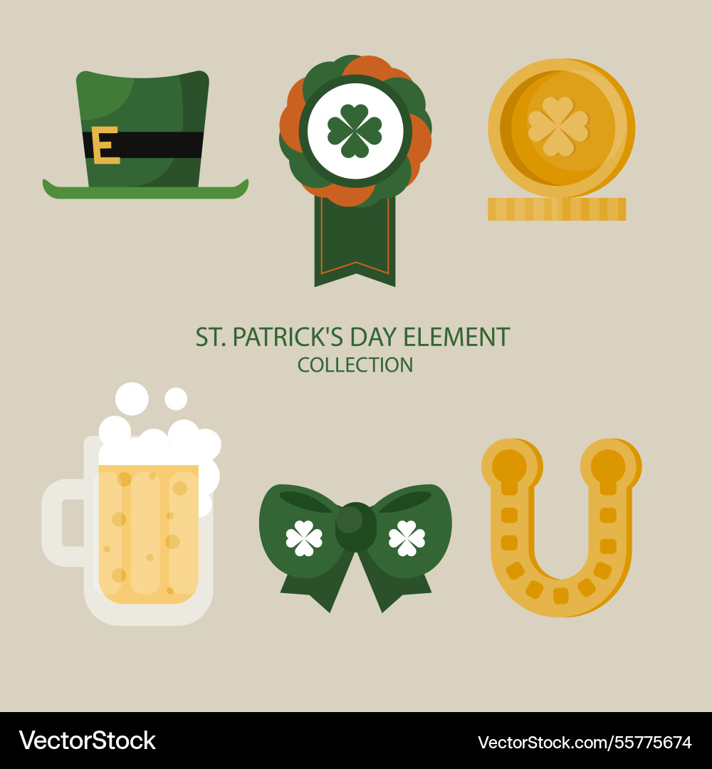 St patricks day element collection Royalty Free Vector Image