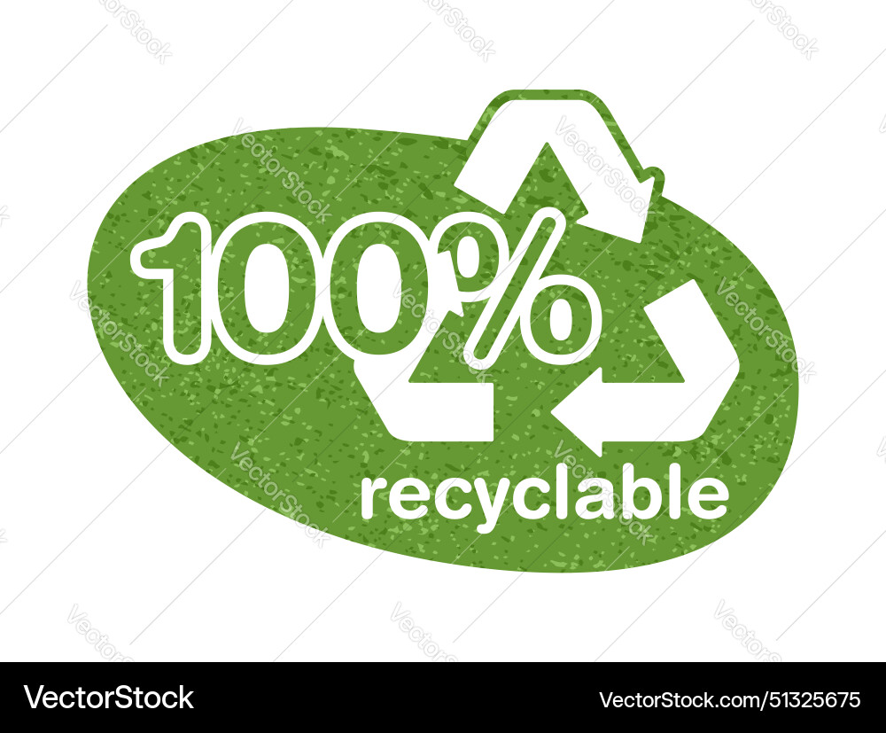 100 percents recyclable and biodegradable stamp Vector Image