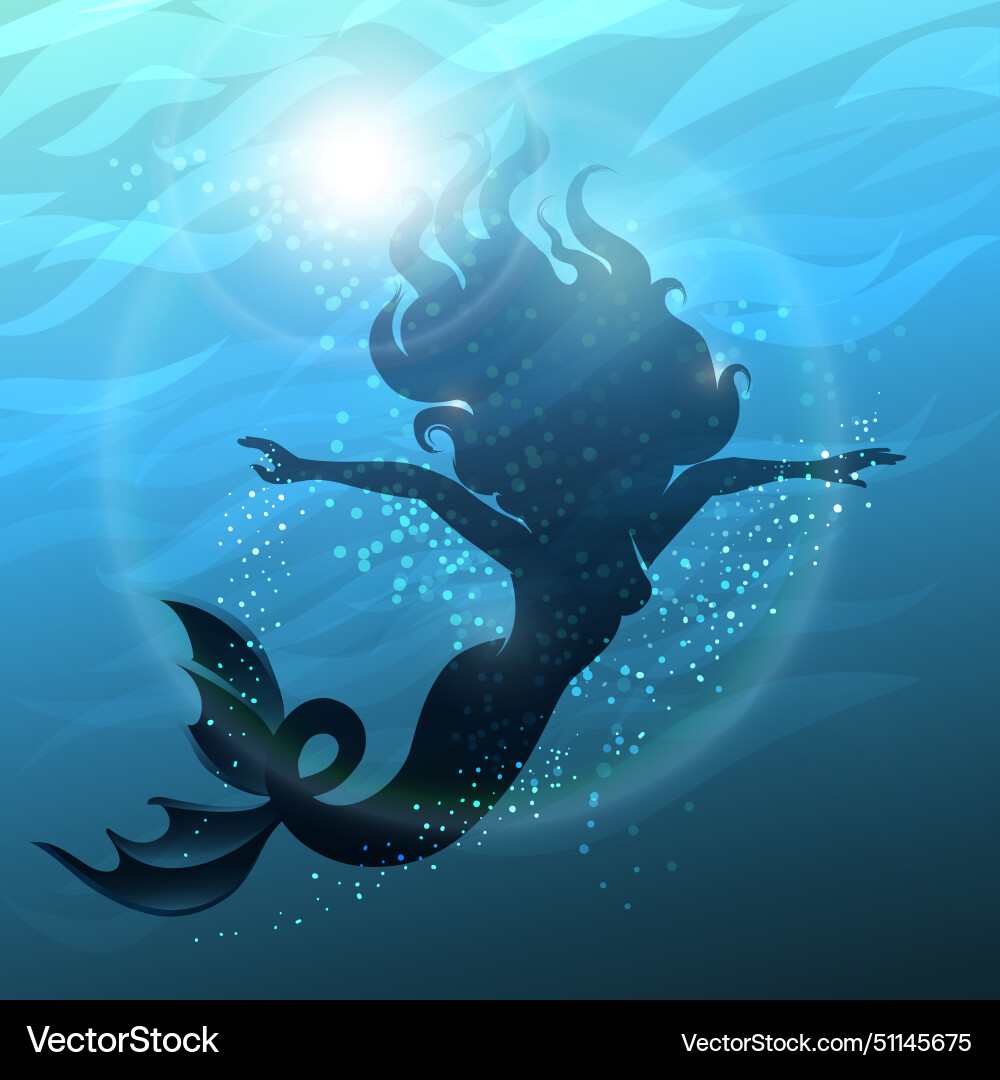 Beautiful mermaid floating underwater Royalty Free Vector