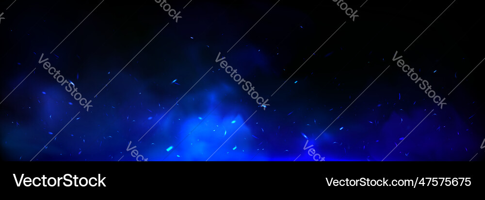 Blue fire overlay with spark ember flame and smoke