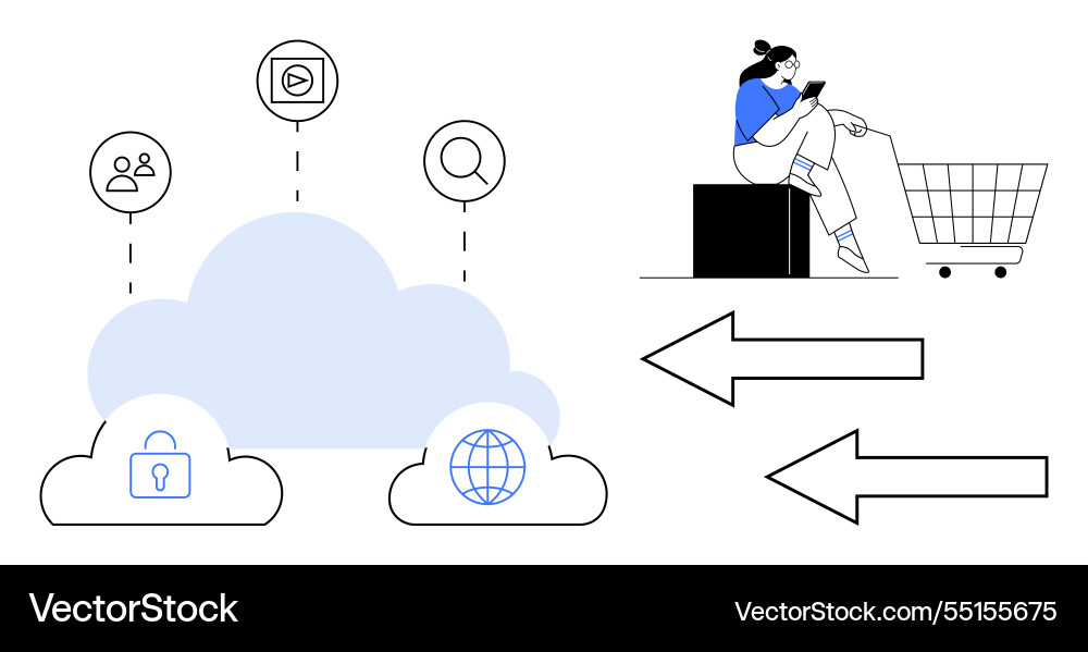 Digitale Vernetzung und E-Commerce-Konzept Vektorbild