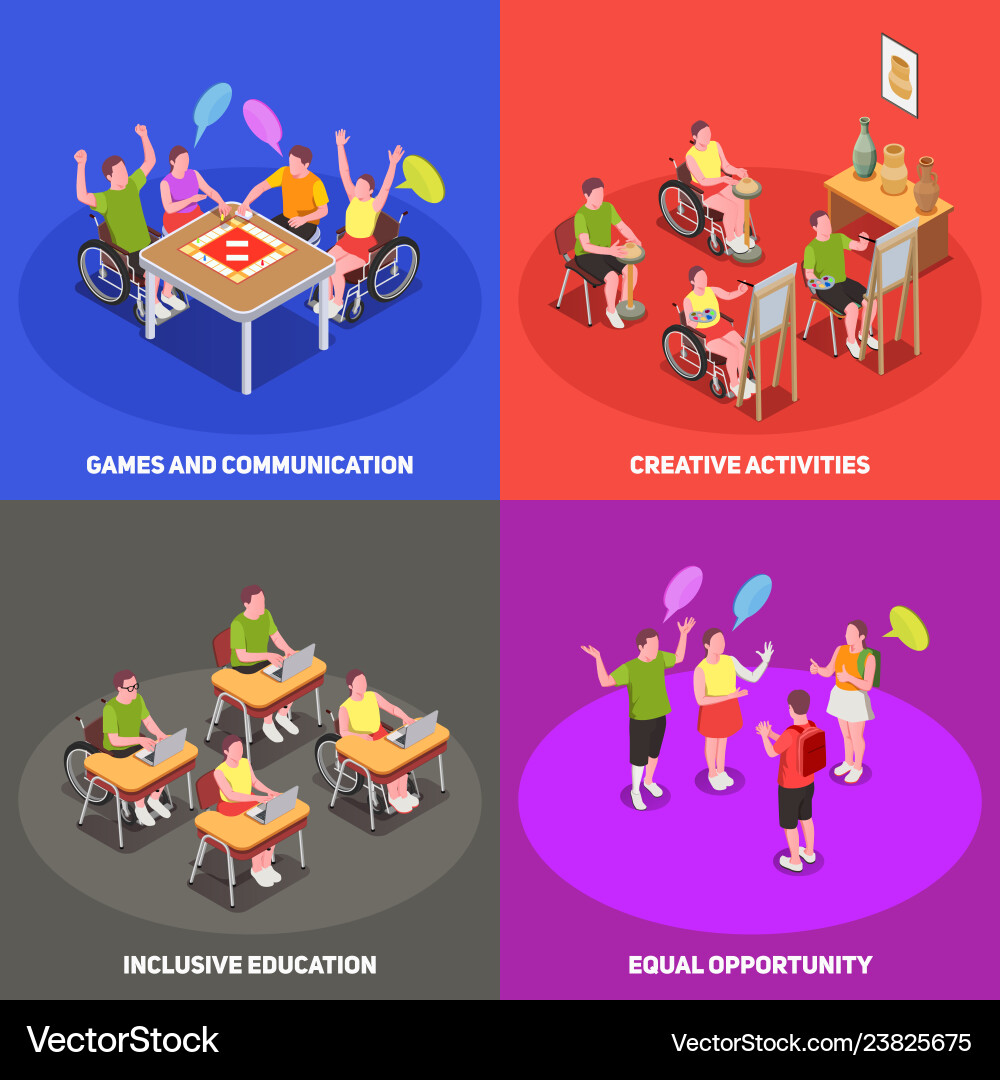 Inclusive Education Icons - 2x2 Set Royalty Free Vector