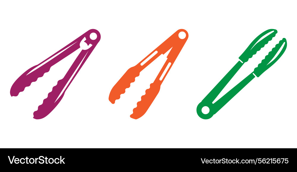 Kitchen tong icons silhouette Royalty Free Vector Image
