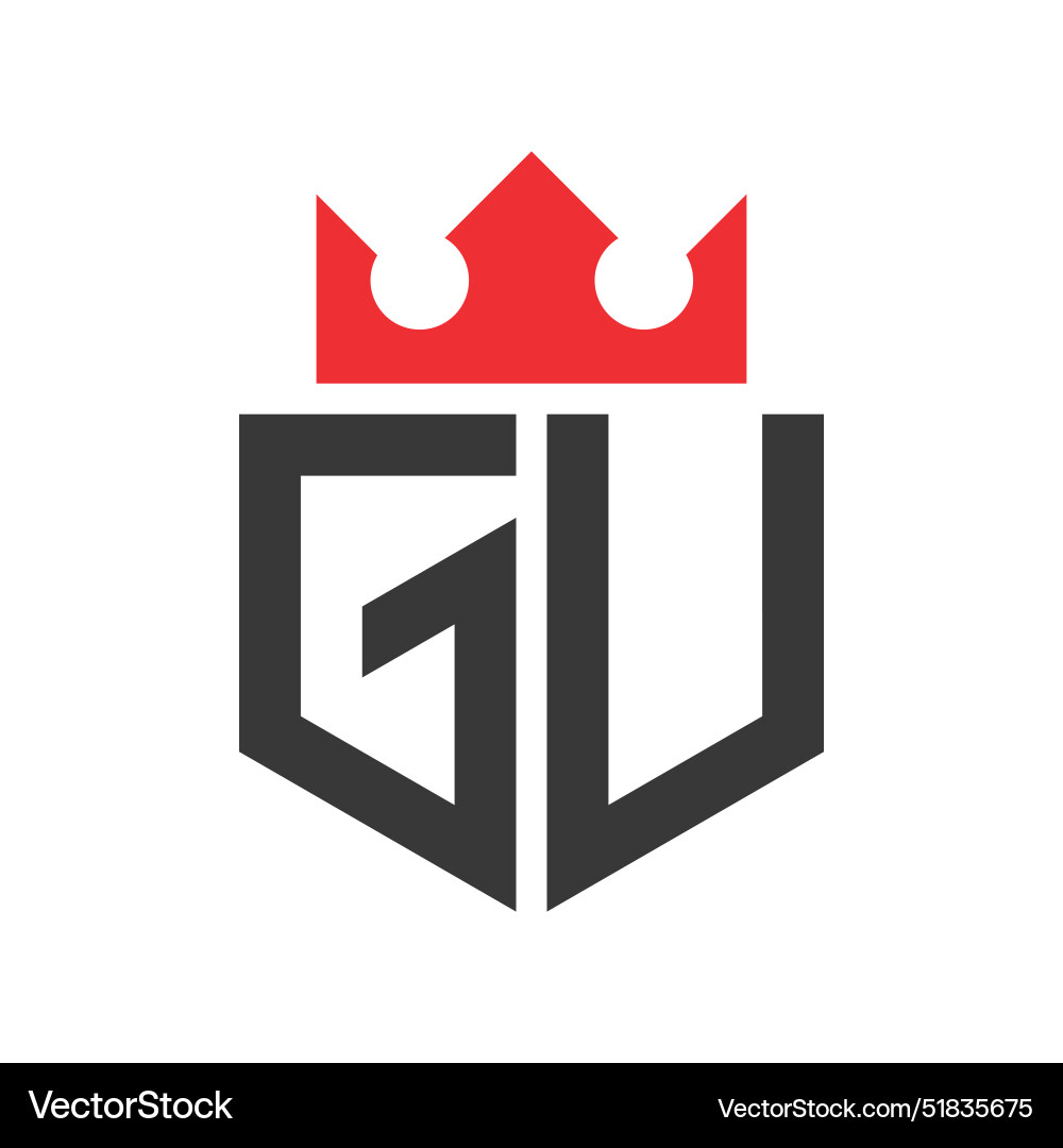Letter gu crown logo Royalty Free Vector Image