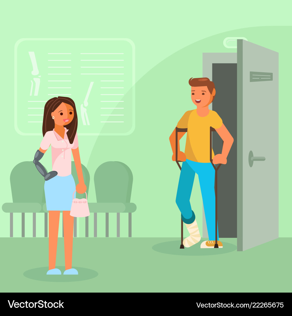 People with broken limbs flat Royalty Free Vector Image