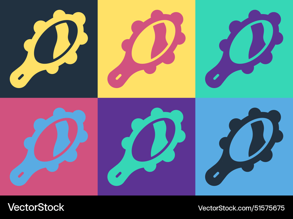 Pop art magic hand mirror icon isolated on color Vector Image