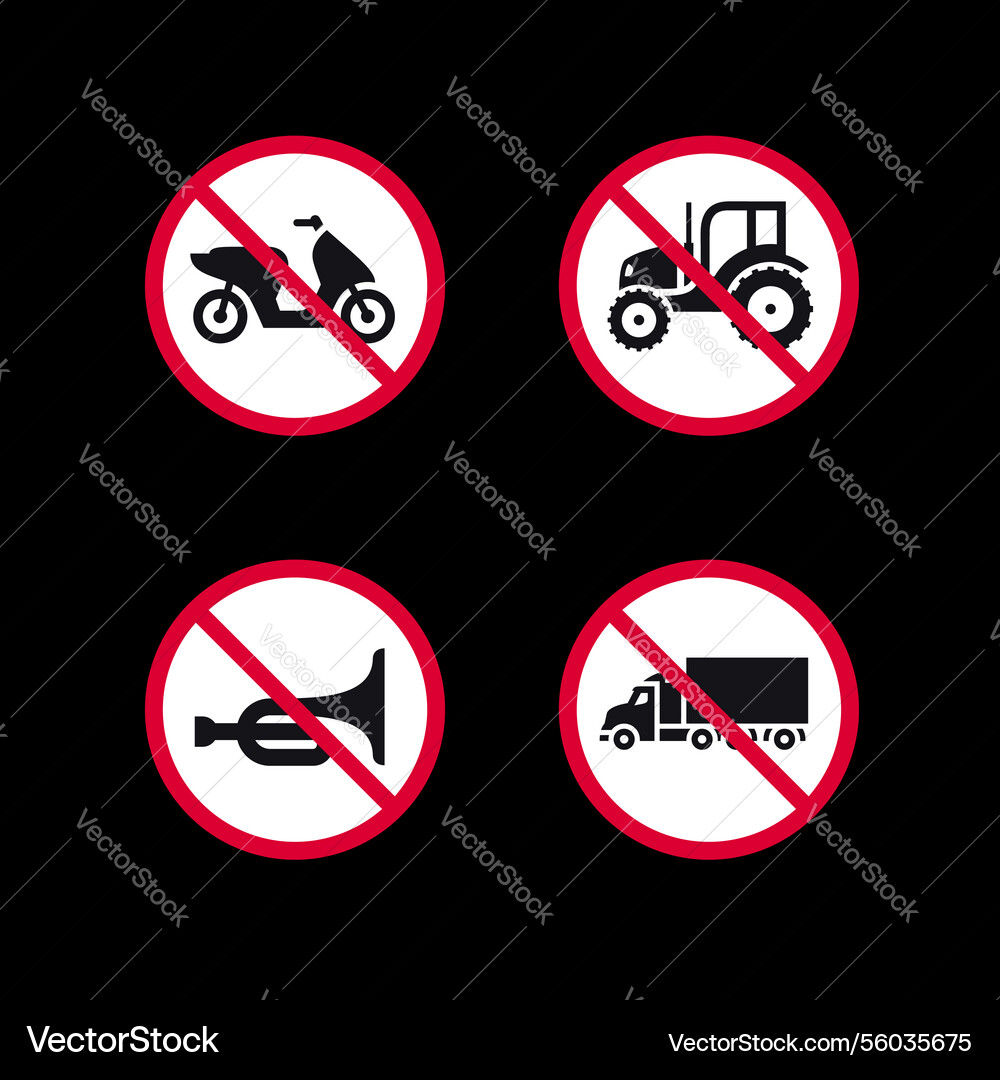 Prohibited signs forbidden round stickers set Vector Image