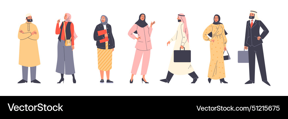 Set of stylish muslim characters Royalty Free Vector Image