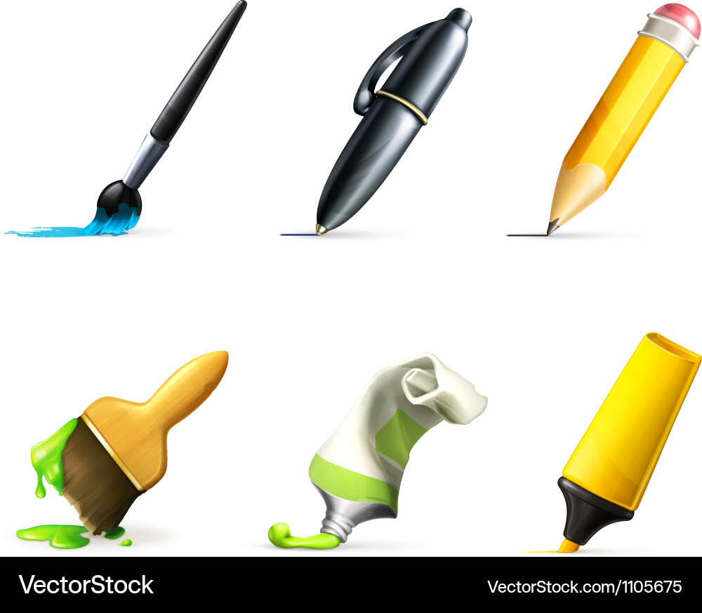 Writing tools set Royalty Free Vector Image - VectorStock