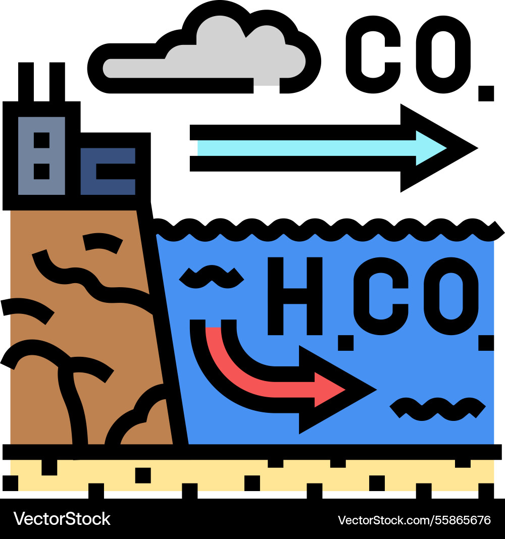 Acidification chart world ocean color icon Vector Image