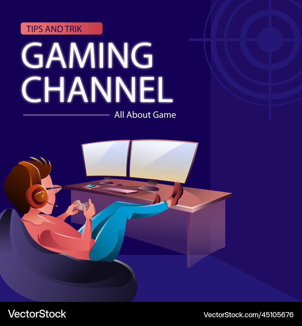 Banner design of gaming channel Royalty Free Vector Image