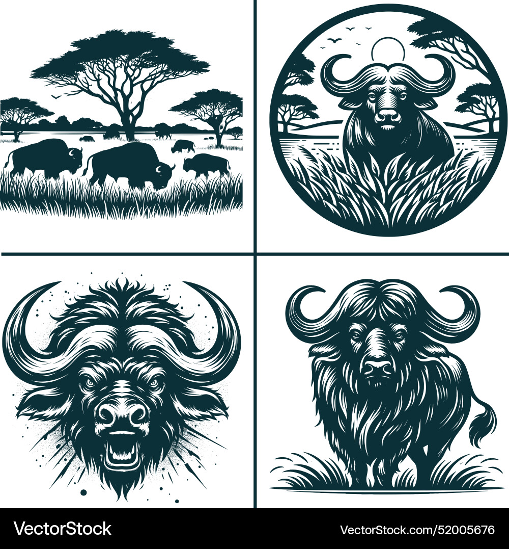 Bison buffalo silhouette svg filesbuffalo Vector Image