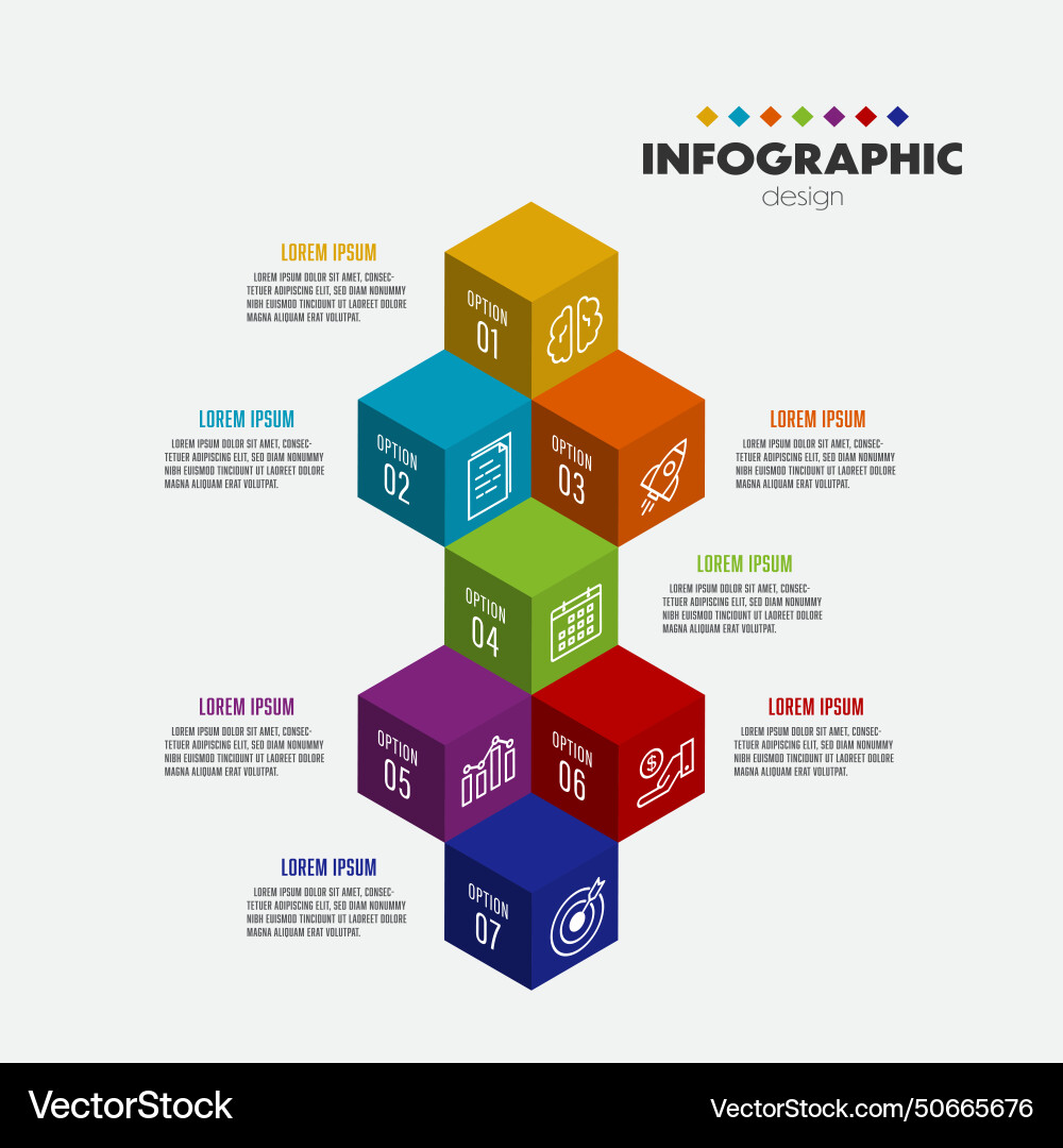 Colorful infographic template with 3d cubes Vector Image