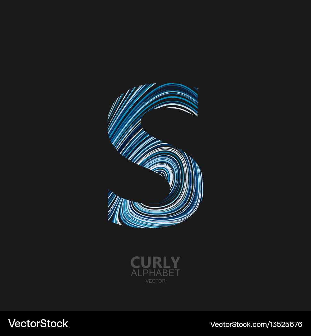 Curly textured letter s Royalty Free Vector Image