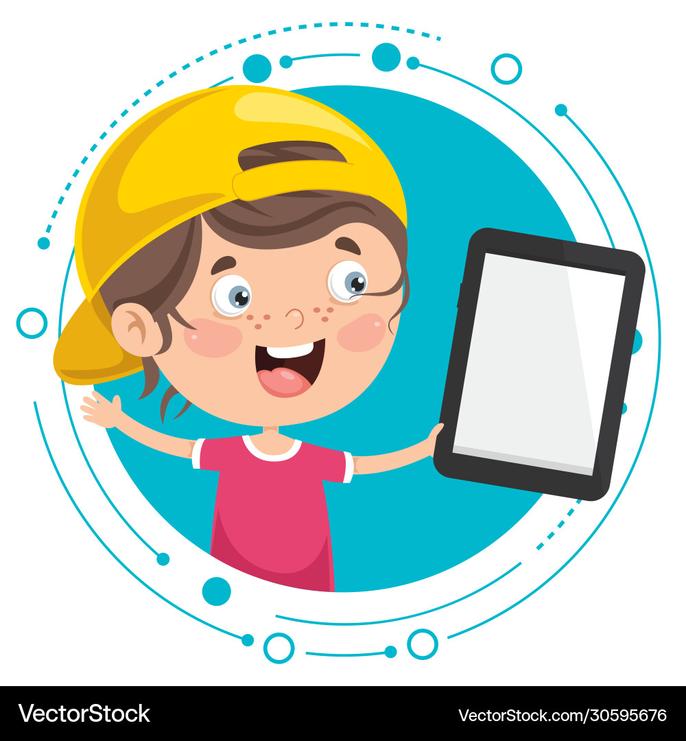 Kid using technology Royalty Free Vector Image