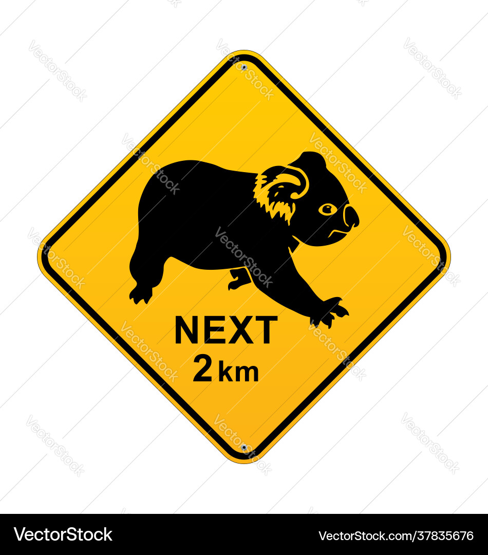 Koala australian road sign Royalty Free Vector Image