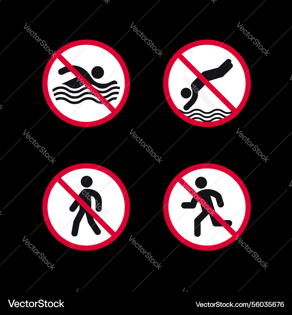 Prohibited signs forbidden round stickers set Vector Image