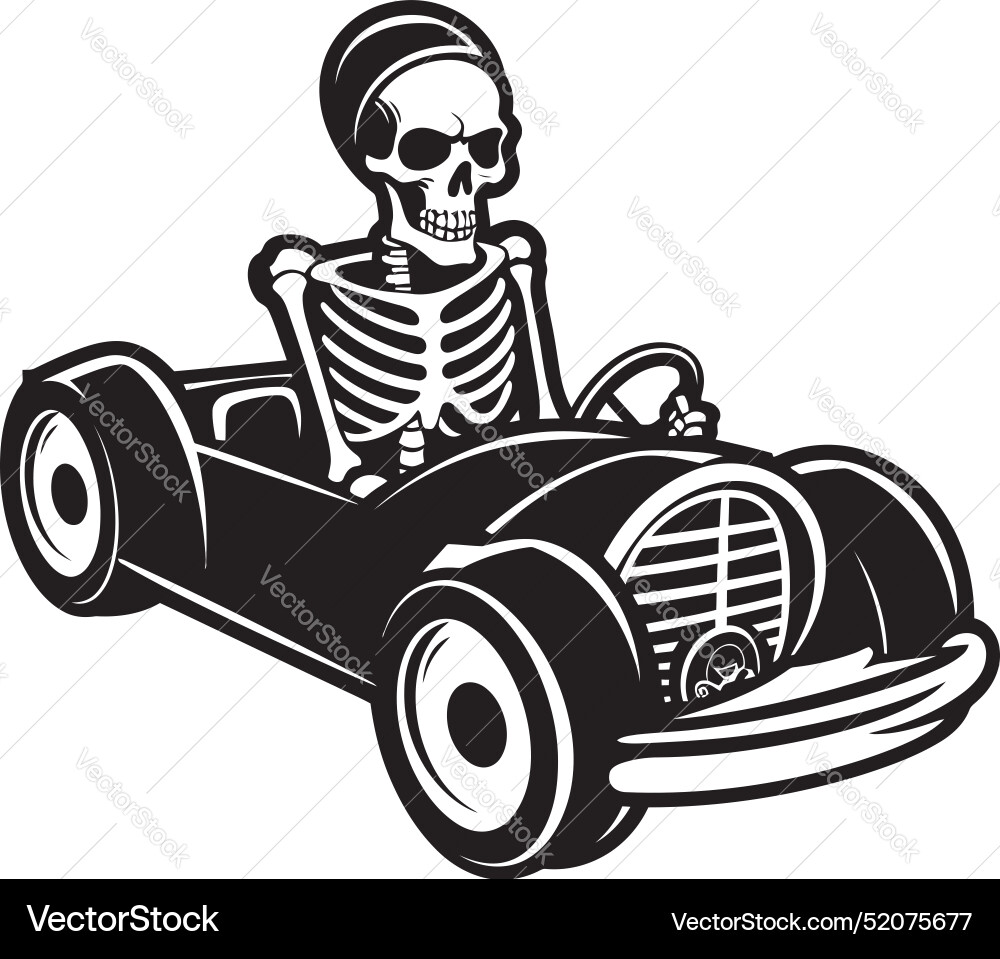 Ghost rider skeleton in car design eerie Vector Image