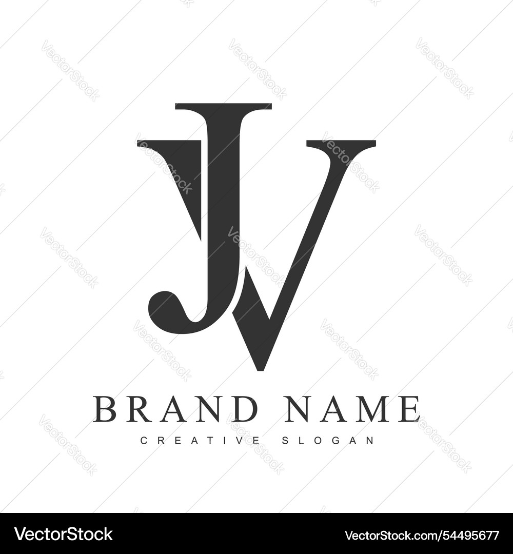 Jv trendy logotype template initial letter j Vector Image