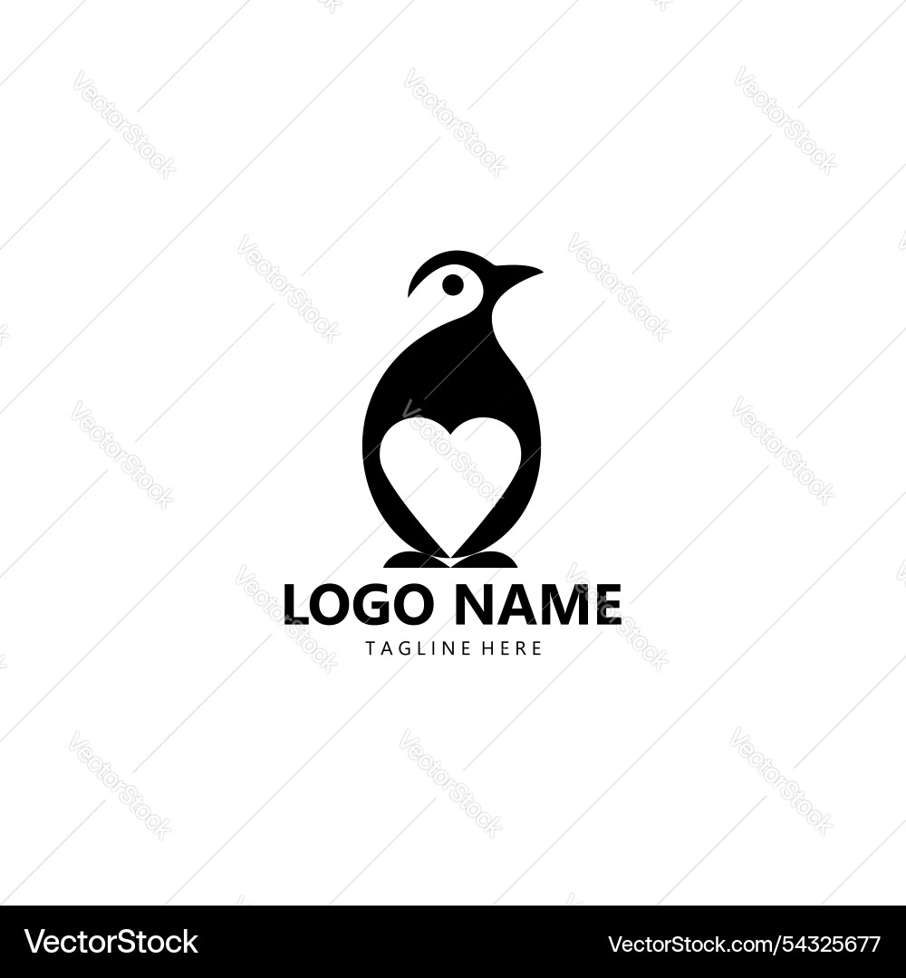 Love penguin logo design Royalty Free Vector Image