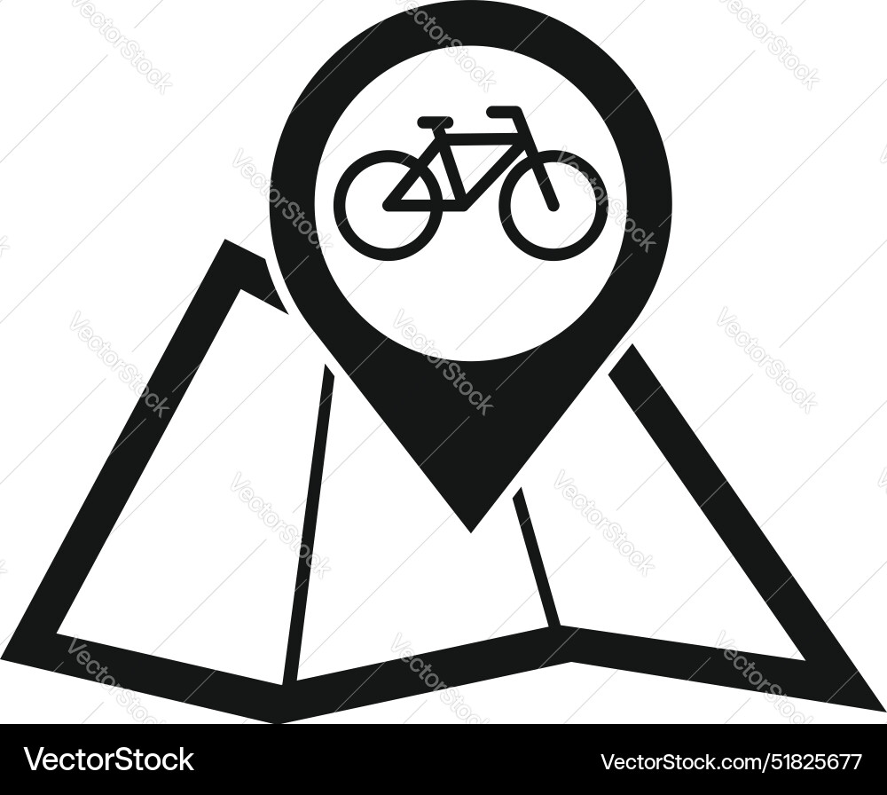Pin pointing bike location on folded paper map Vector Image