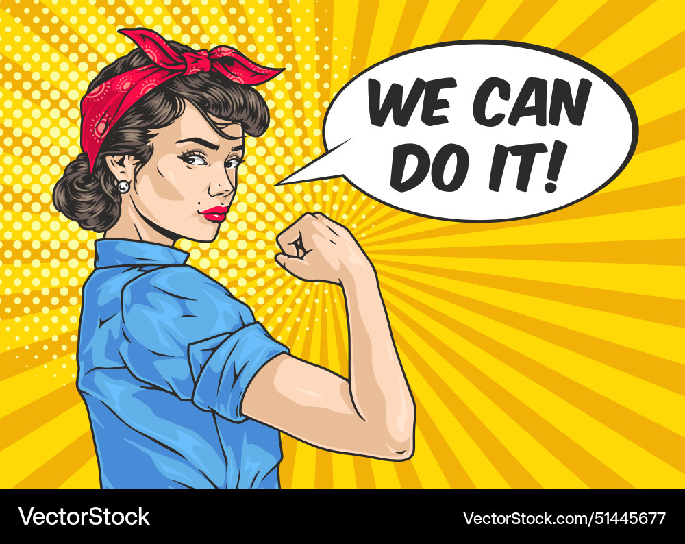 Strong woman comics poster colorful Royalty Free Vector
