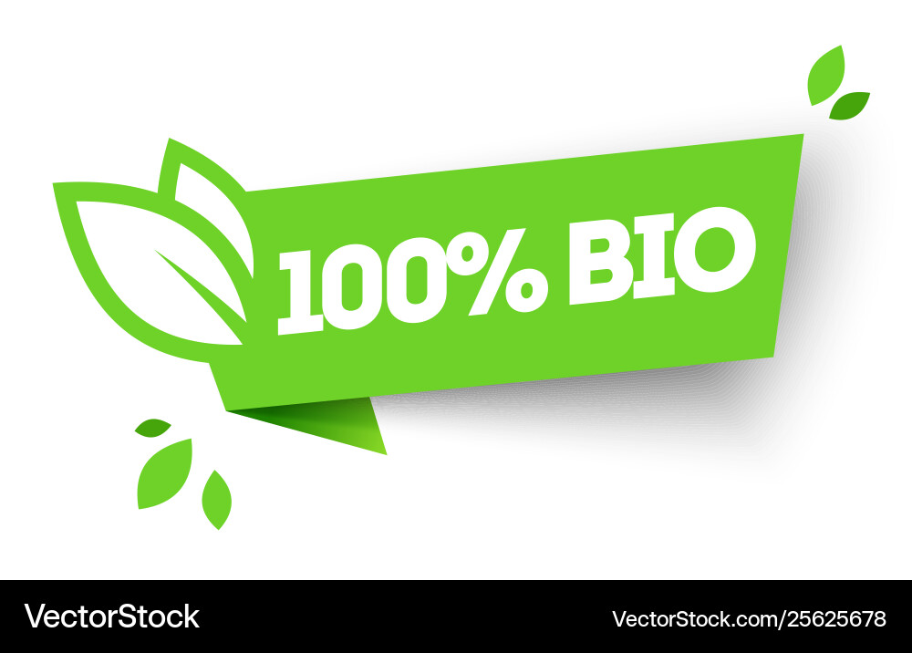100 organic bio product label Royalty Free Vector Image
