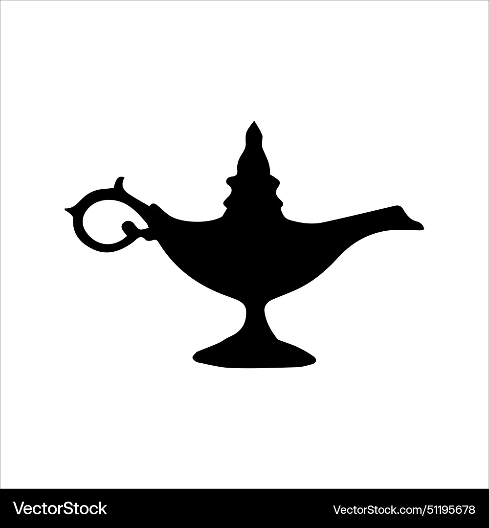 Aladdin lamp silhouette white background Vector Image