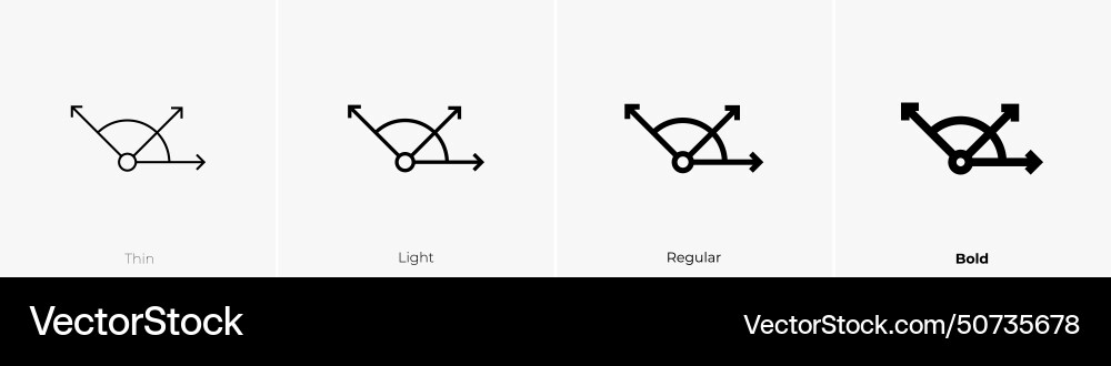 Angle icon thin light regular and bold style Vector Image