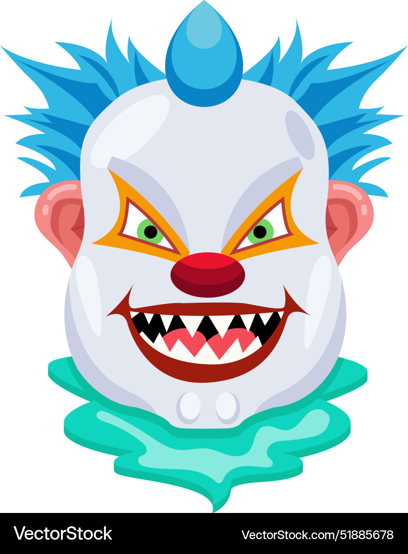 Basic rgba flat of scary clown with creepy Vector Image