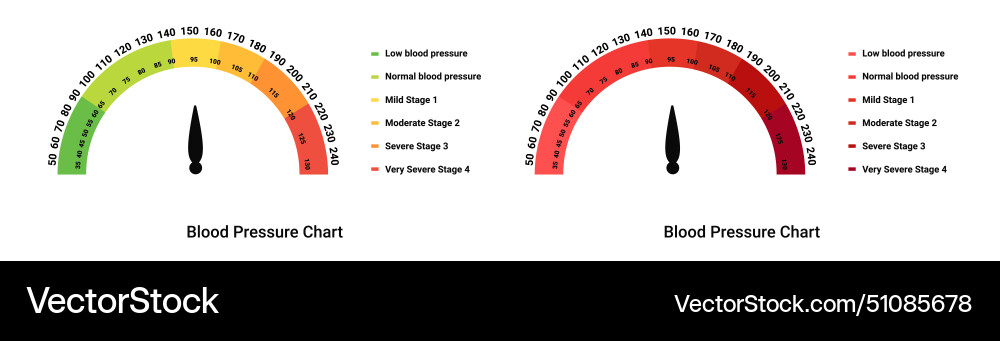 Blood pressure scale chart stage test with arrow Vector Image