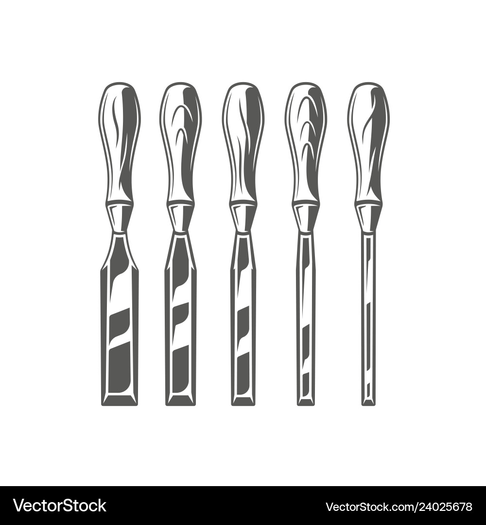 Chisels isolated on white background Royalty Free Vector