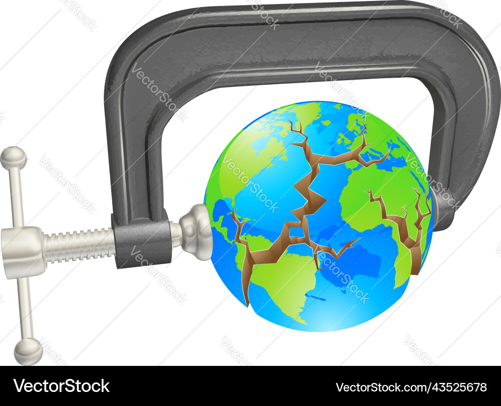 Clamp breaking world globe Royalty Free Vector Image
