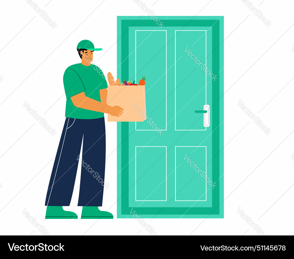 Contactless delivery service doorstep Royalty Free Vector