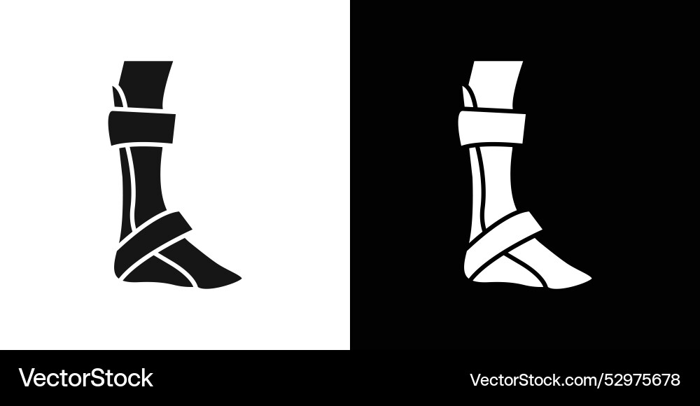 Foot splint icon black line art logo set Vector Image