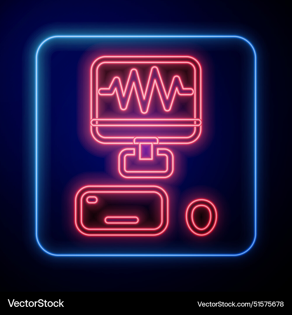 Glowing neon music sound recording studio control Vector Image