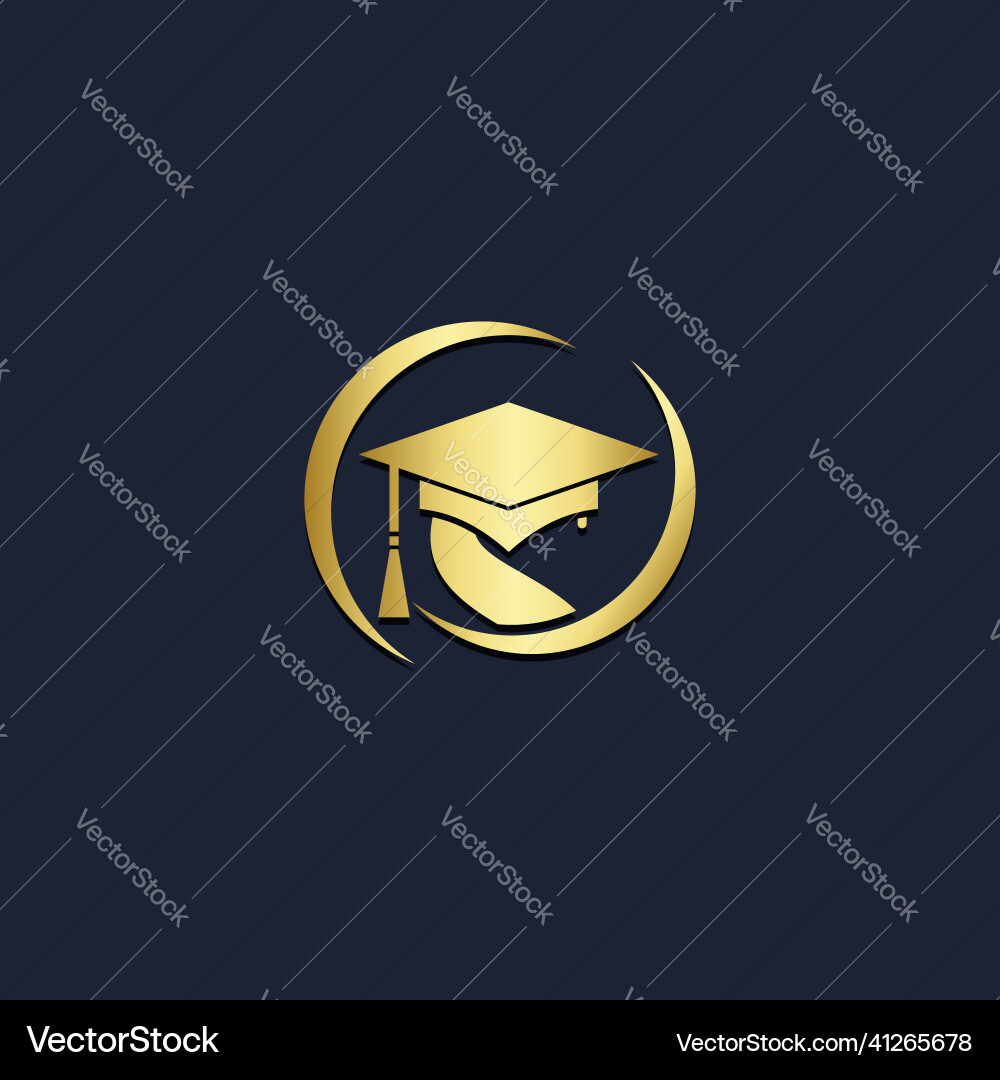 Graduation hat gold logo Royalty Free Vector Image