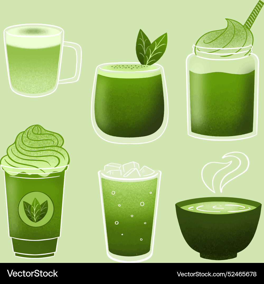 Matcha tea collection concept Royalty Free Vector Image