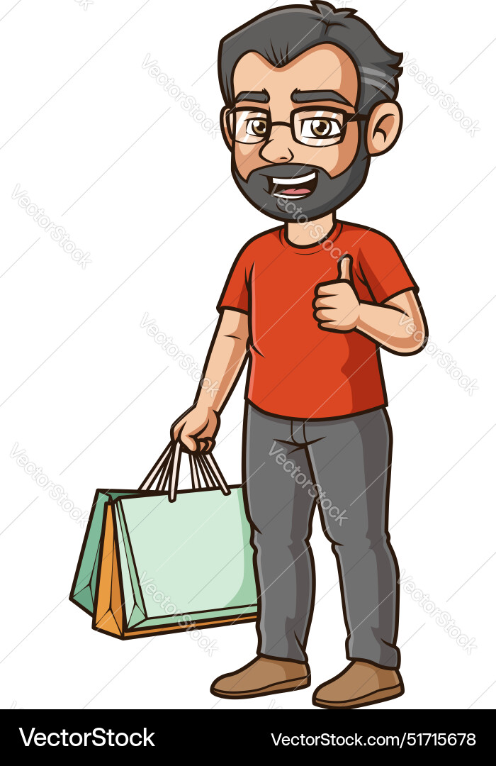 Middle-aged man shopping cartoon Royalty Free Vector Image