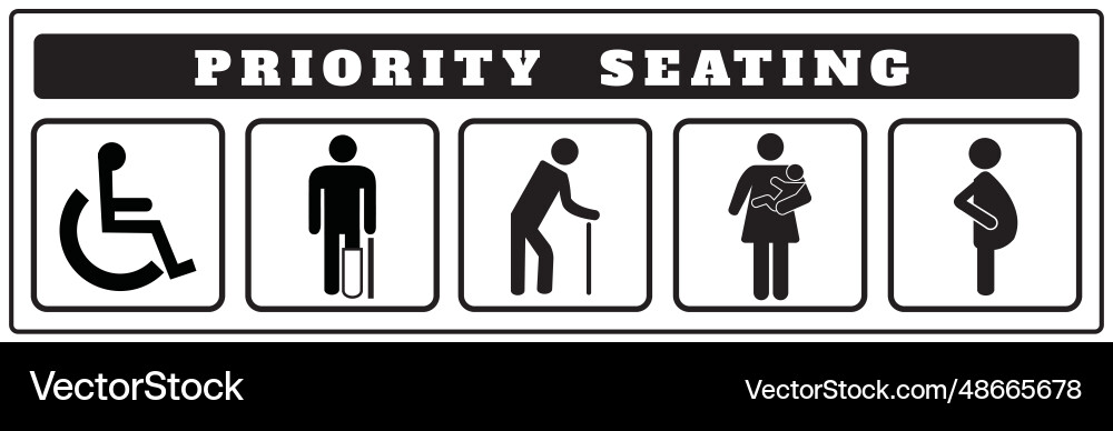 Priority seating icons for sticker Royalty Free Vector Image