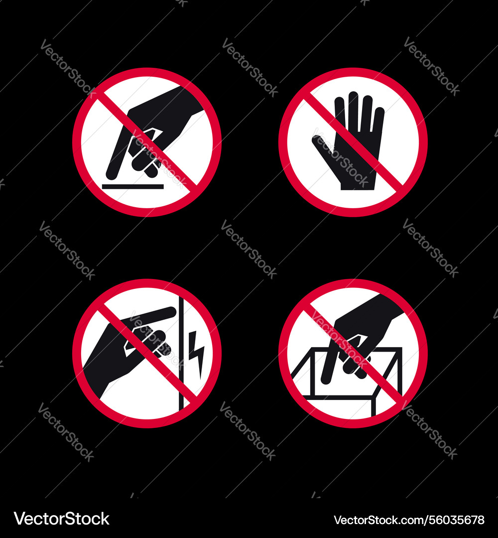 Prohibited signs forbidden round stickers set Vector Image
