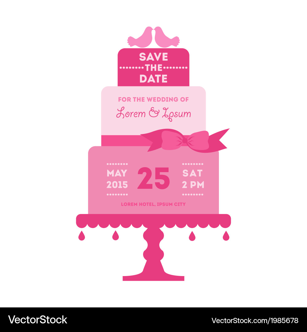 Save the date - wedding card with cake Royalty Free Vector