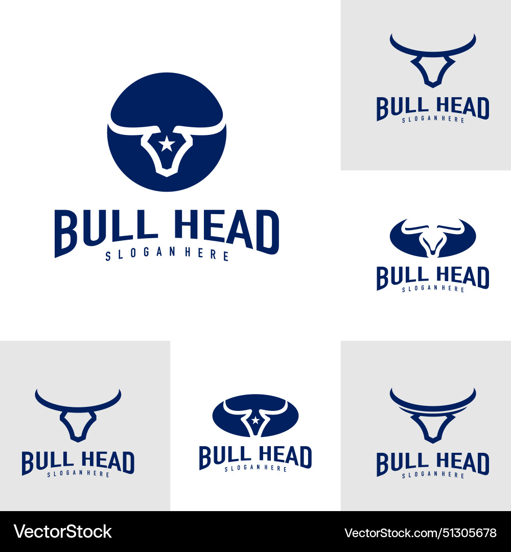 Set of bull head logo design Royalty Free Vector Image