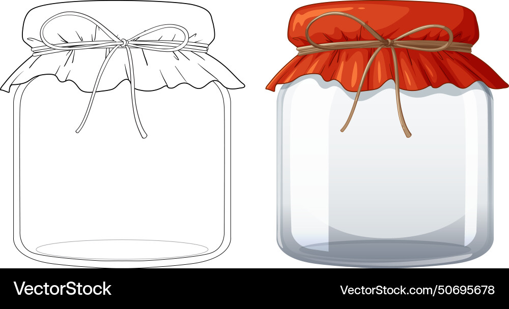 Two glass jars with decorative covers Royalty Free Vector