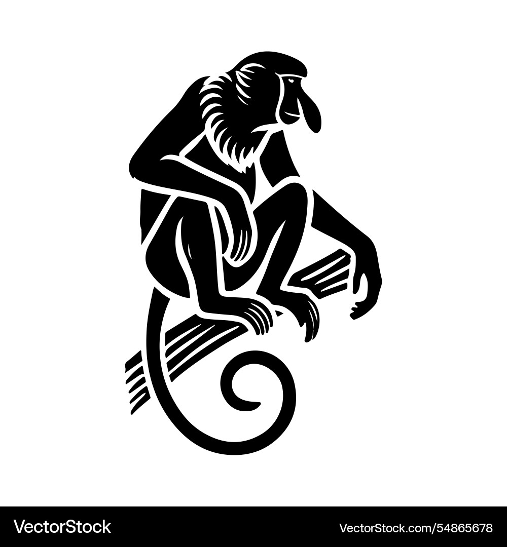 Wildlife art proboscis monkey silhouette Vector Image