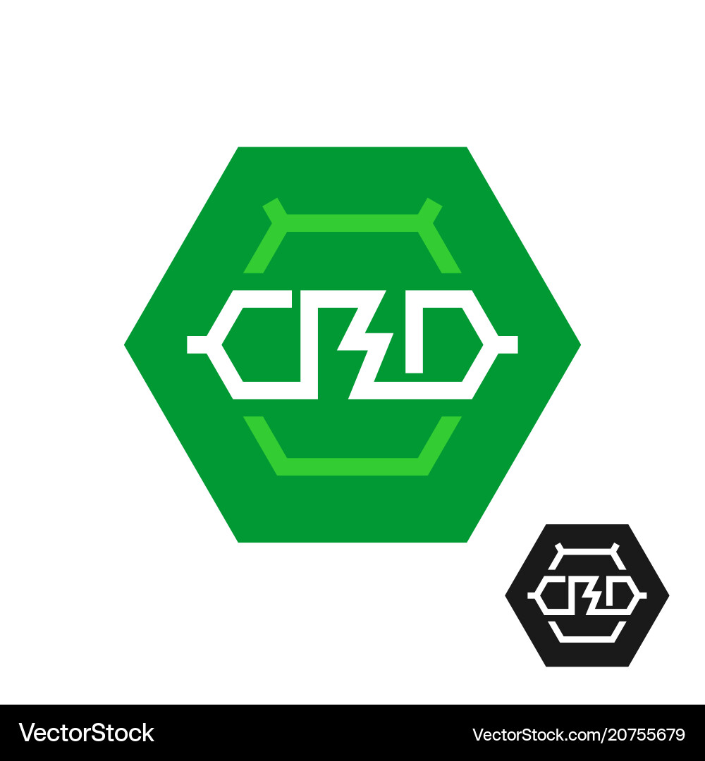 CBD Molecule Hexagon Logo Royalty Free Vector Image