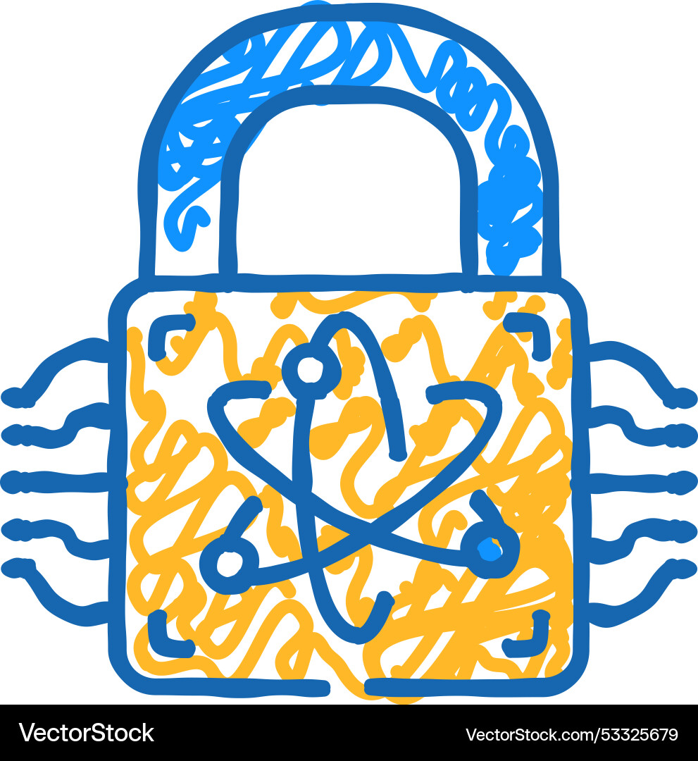 Cryptography quantum technology icon doodle Vector Image