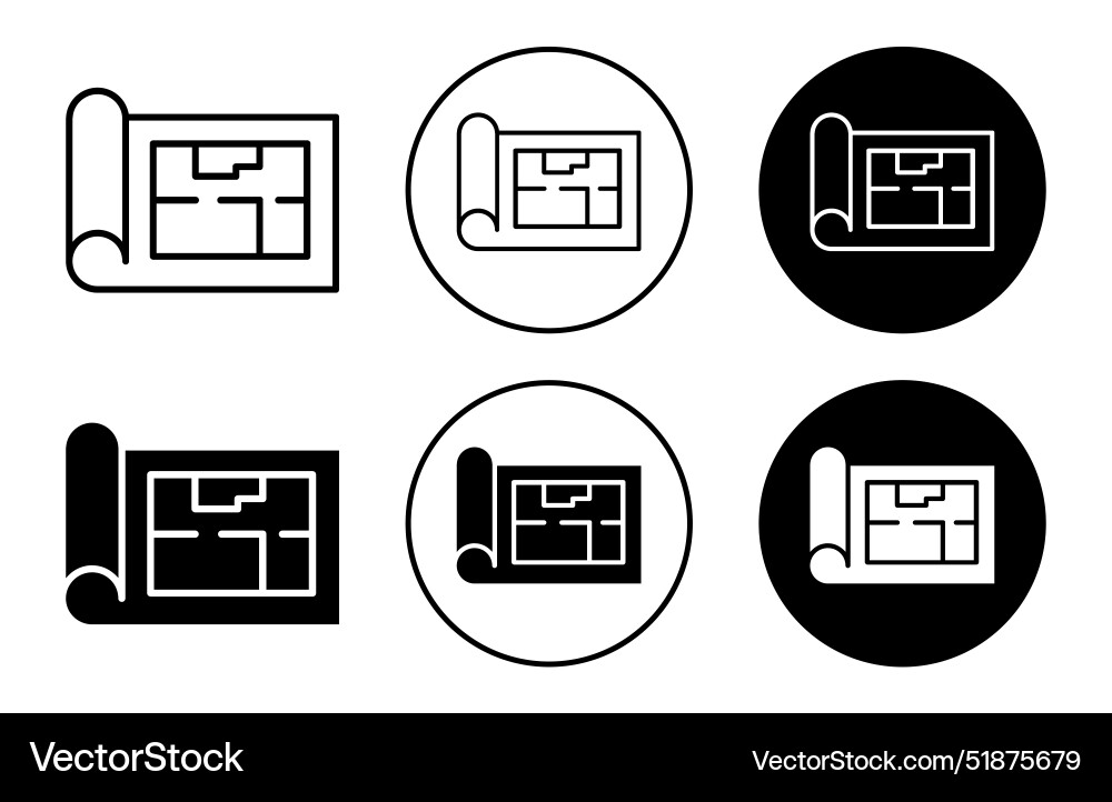 Floor plan icon outline flat Royalty Free Vector Image