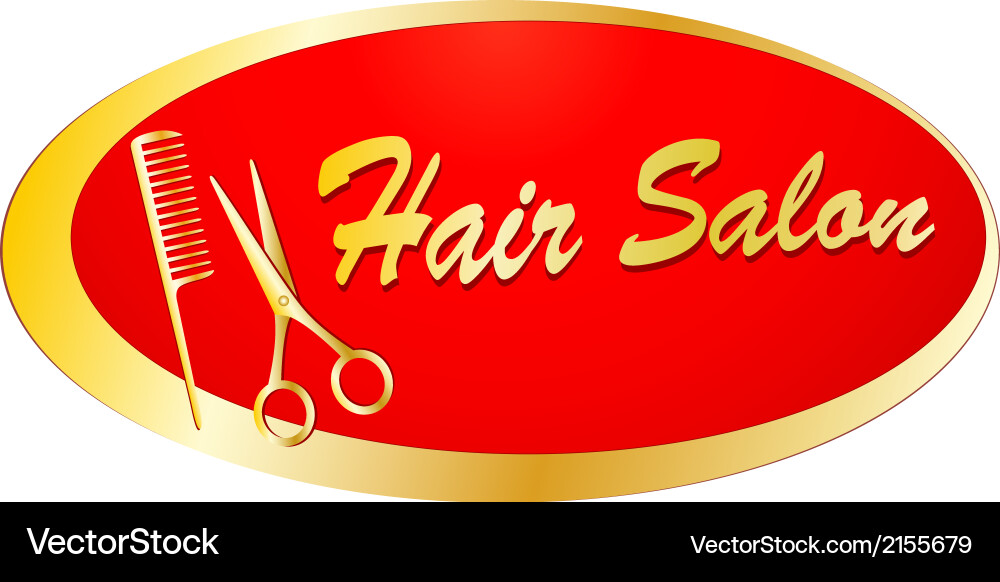 Golden signboard for barbershop Royalty Free Vector Image